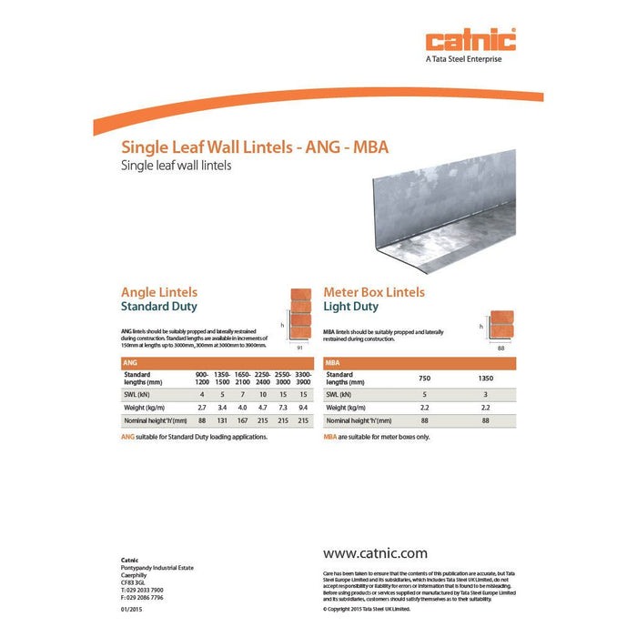 Catnic ANG Lintel // Steel Angle System — Armstrong Supplies ...