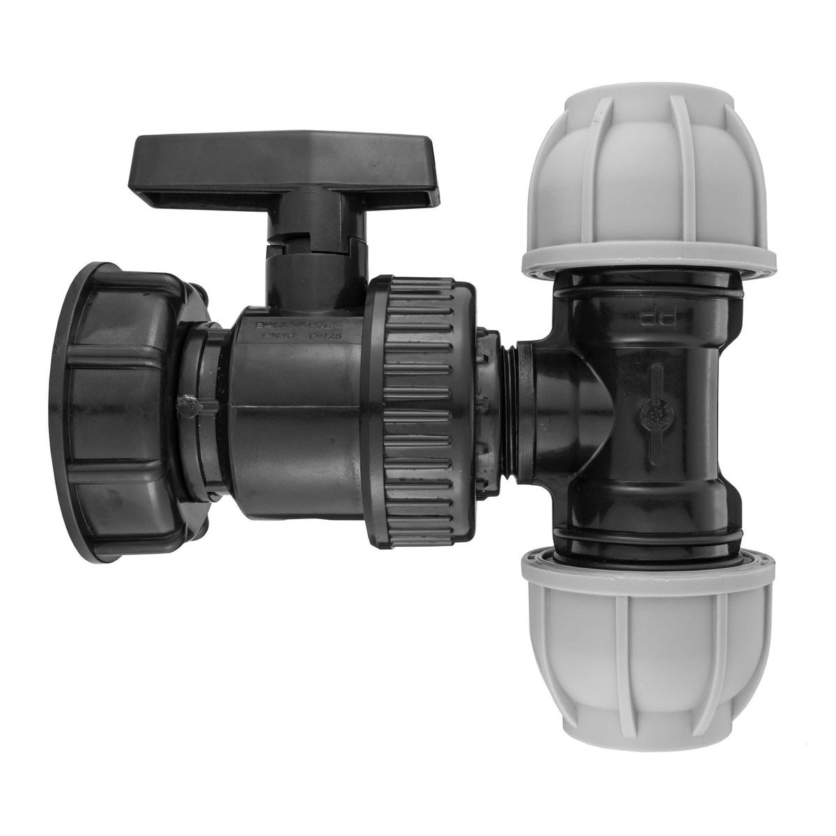 IBC 2in S60X6 Cap With Large Valve And MDPE Tee – Armstrong Cheshire